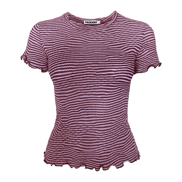 WOBBLE BABY TEE - LILAC/BURGUNDY STRIPE – PAGEANT
