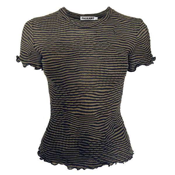 WOBBLE BABY TEE - OLIVE/NAVY STRIPE – PAGEANT